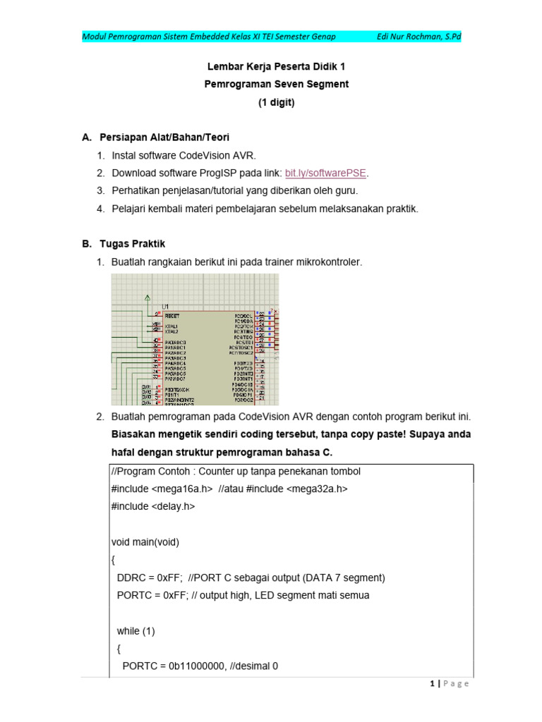 LKPD 1 Pemrograman Seven Segment (1 Digit) 2 | PDF