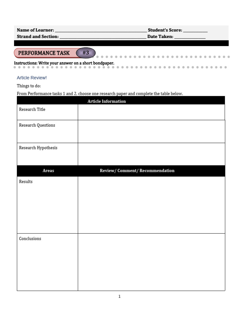 Performance Task 3 | PDF | Cognition | Learning