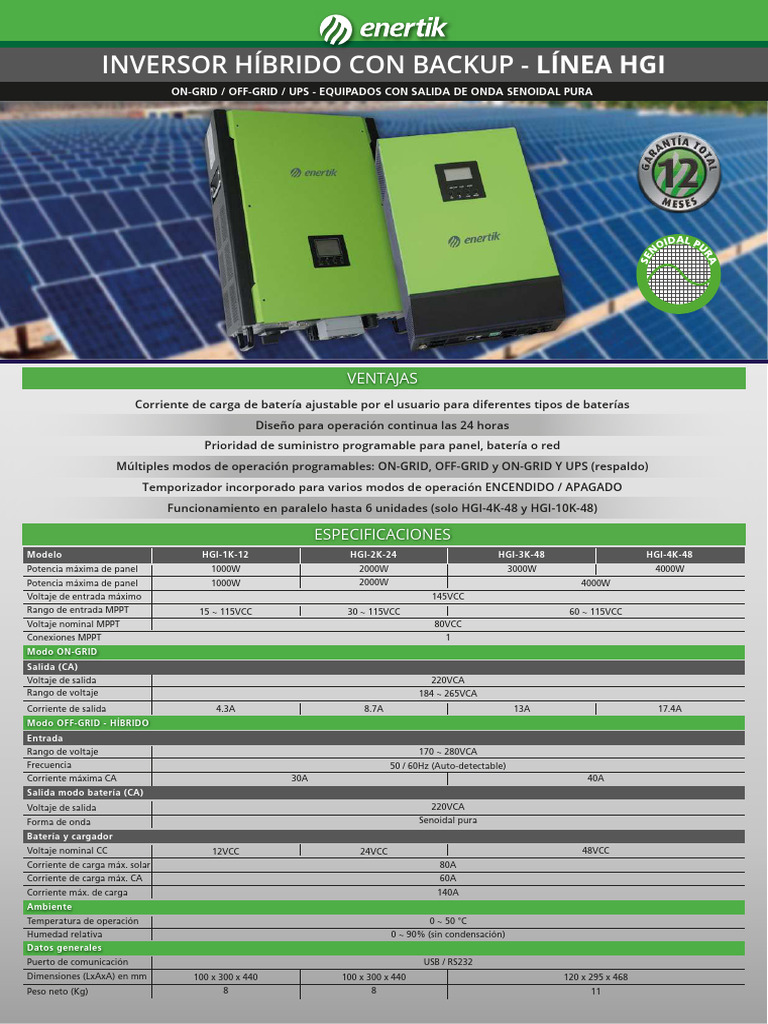 Folleto Inversor Solar Hibrido Hgi | PDF | Inversor de energia | Ingenieria Eléctrica