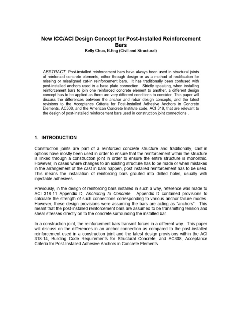 Post-Installed Reinforcement Design Insights | PDF | Stress (Mechanics ...
