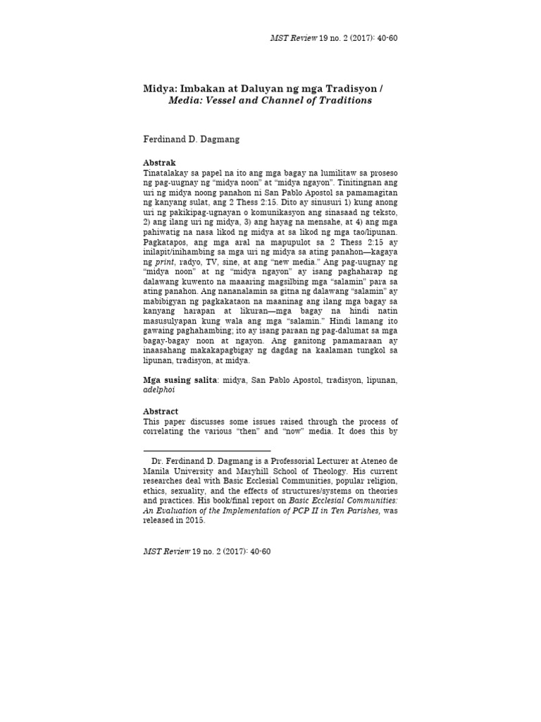 MST Review - Midya - Imbakan - at - Daluyan - NG - Mga - Tradisyon | PDF