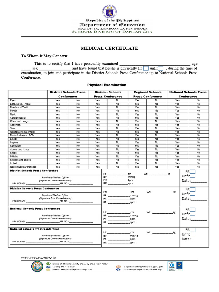 Medical Certificate | Download Free PDF | Health Care | Medicine