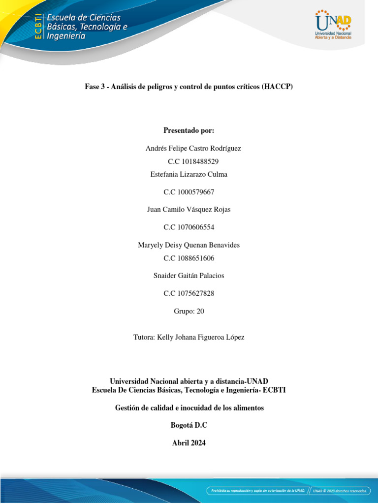 Fase 3_Análisis de peligros y control de puntos críticos (HACCP) | PDF | Análisis de Riesgo y ...