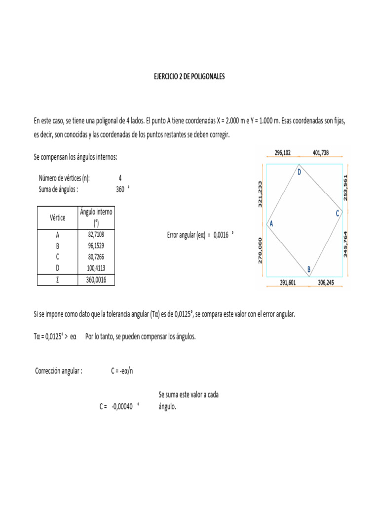 Ejercicio 2 de Poligonales | PDF | Geometría del plano euclidiano ...
