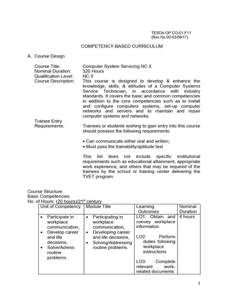 CBC-Computer System Services NC II | PDF | Personal Computers | Computer Network