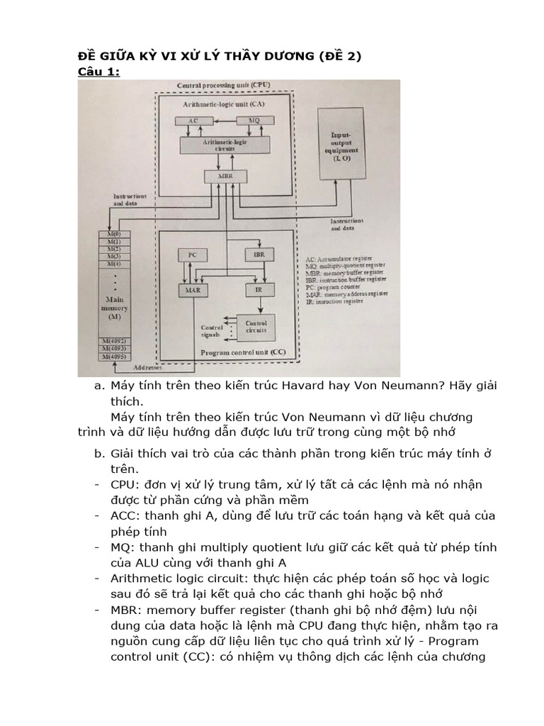 Đề Giữa Kỳ VXL Thầy Dương | PDF