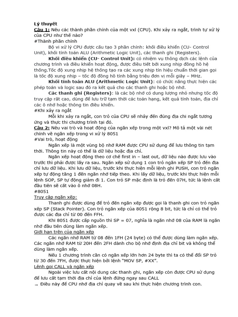 Đề Giữa Kỳ VXL 20211 | PDF