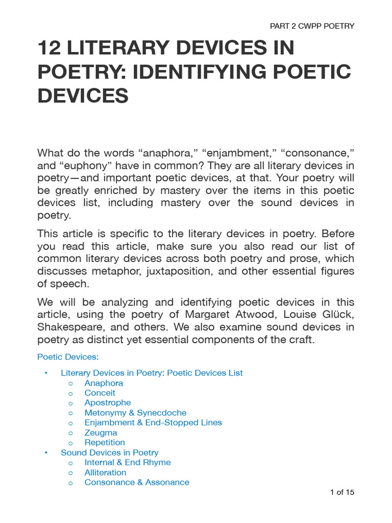 12 Literary Devices in Poetry, Identifying Poetic Devices CWPP Part 3 ...