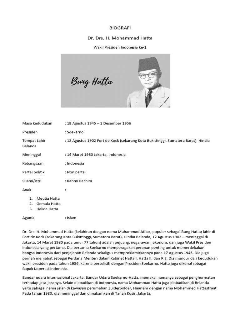 Biografi Bung Hatta | PDF