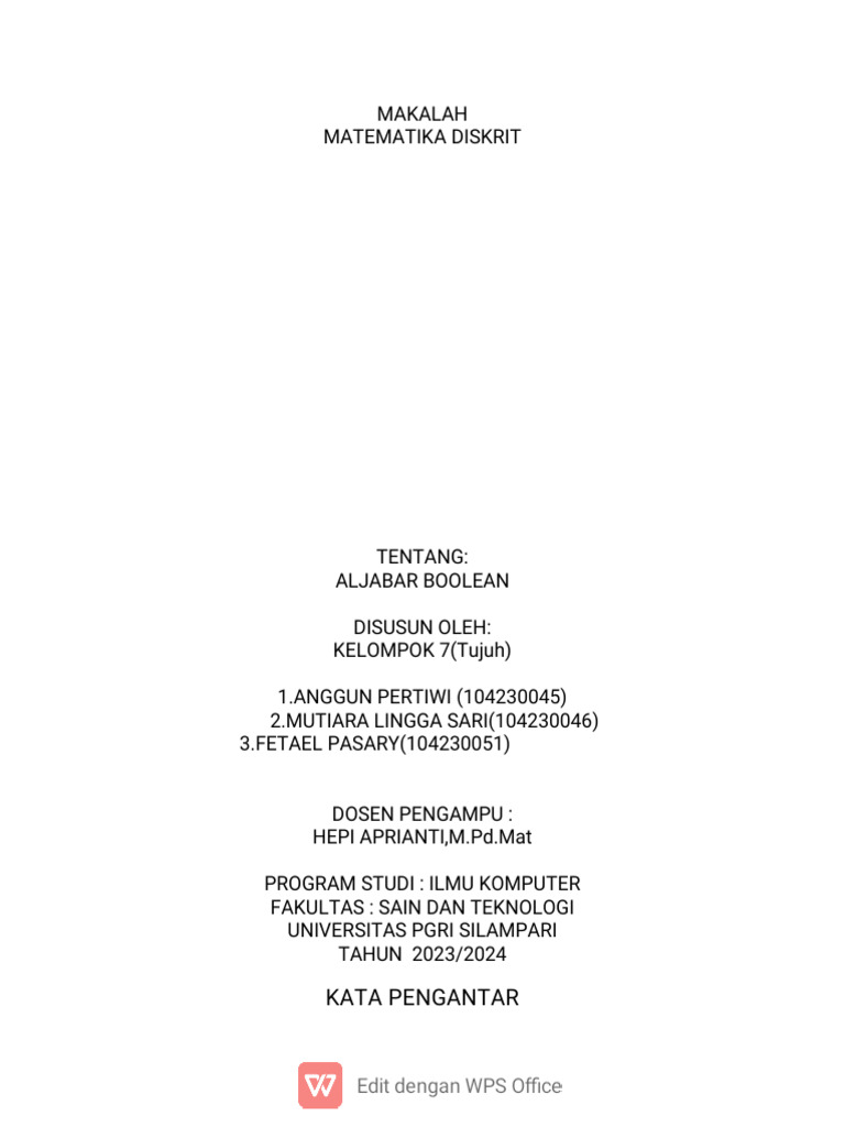 Aljabar Boolean MTK Dskrit | PDF