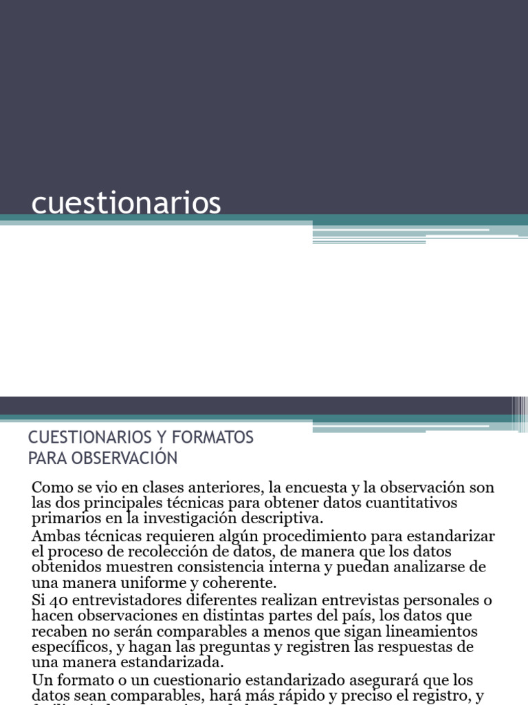 Cuestionarios | PDF | Cuestionario | Metodología de encuesta