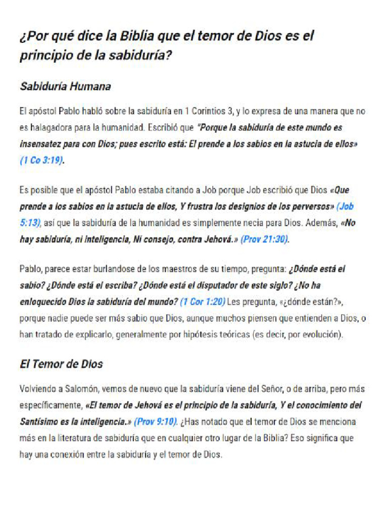 el temor de Dios | PDF