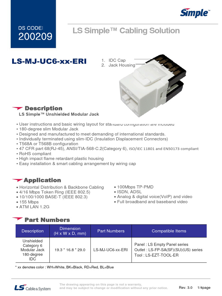 C6-Connector 1-2 DS200209 LS-MJ-UC6-xx-ERI (v04) | PDF | Computer ...