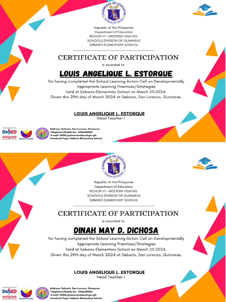 Certificate of Participation For Maam Gen | PDF