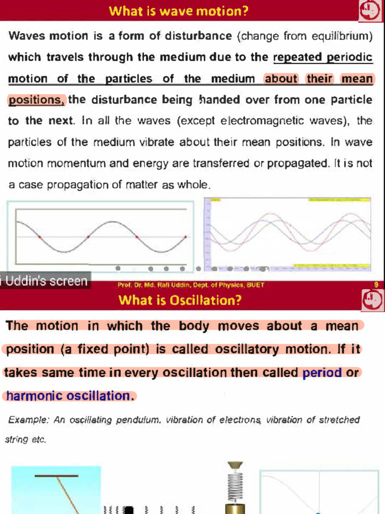 Rafiuddin Sir Phy 127 Slides | PDF | Oscillation | Waves