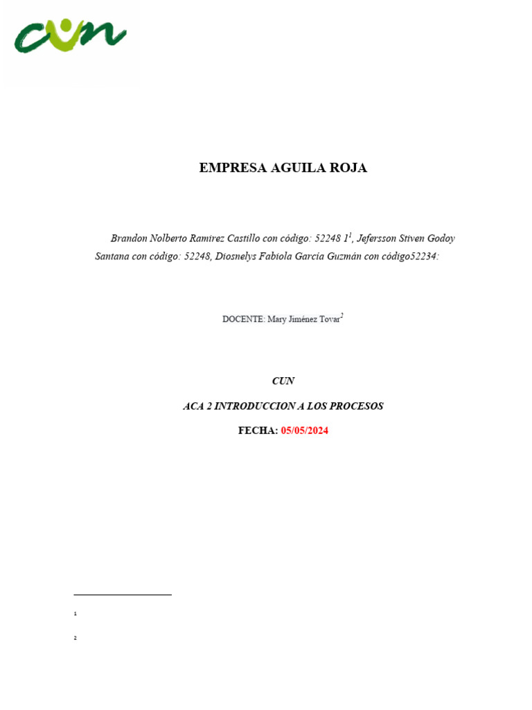 ACA 2 - Introduccion A Los Procesos-Aguila Roja | PDF | Calidad (comercial) | Sistema de manejo ...