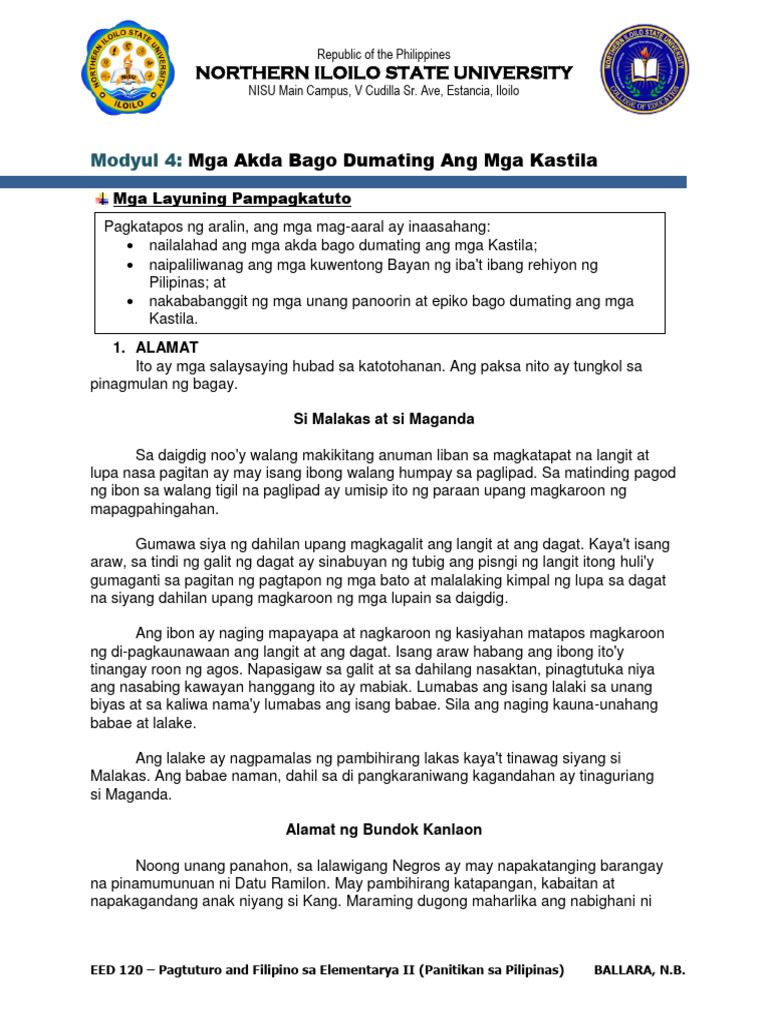 Panitikan NG Pilipinas Module 4 | PDF