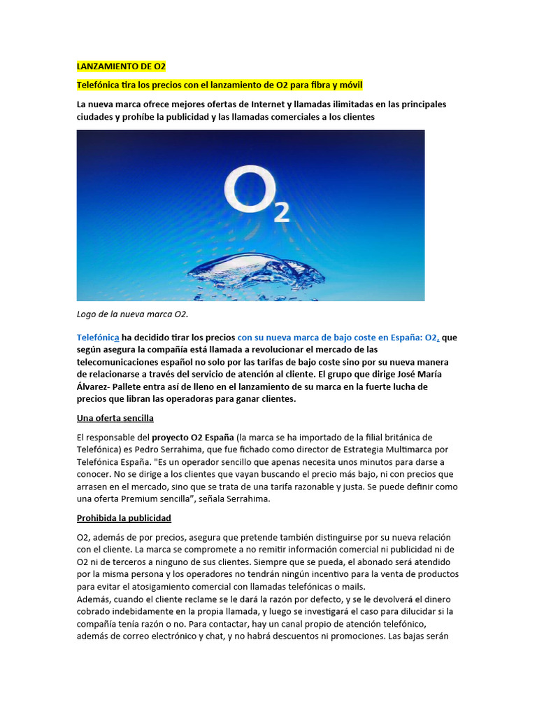 O2: Nuevas tarifas de fibra y móvil en España | PDF | Marca