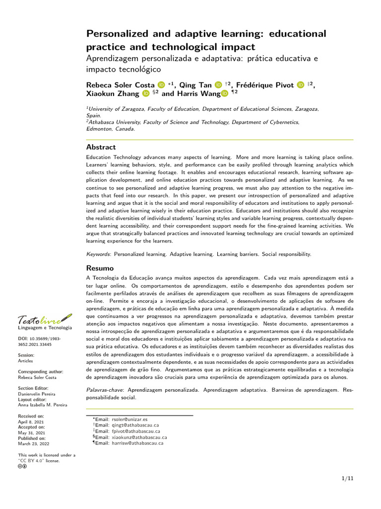 Personalized and Adaptive Learning Educational Pra | PDF | Learning ...