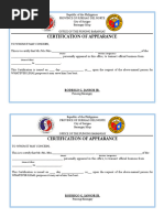 Certificate of Appearance - Template | PDF