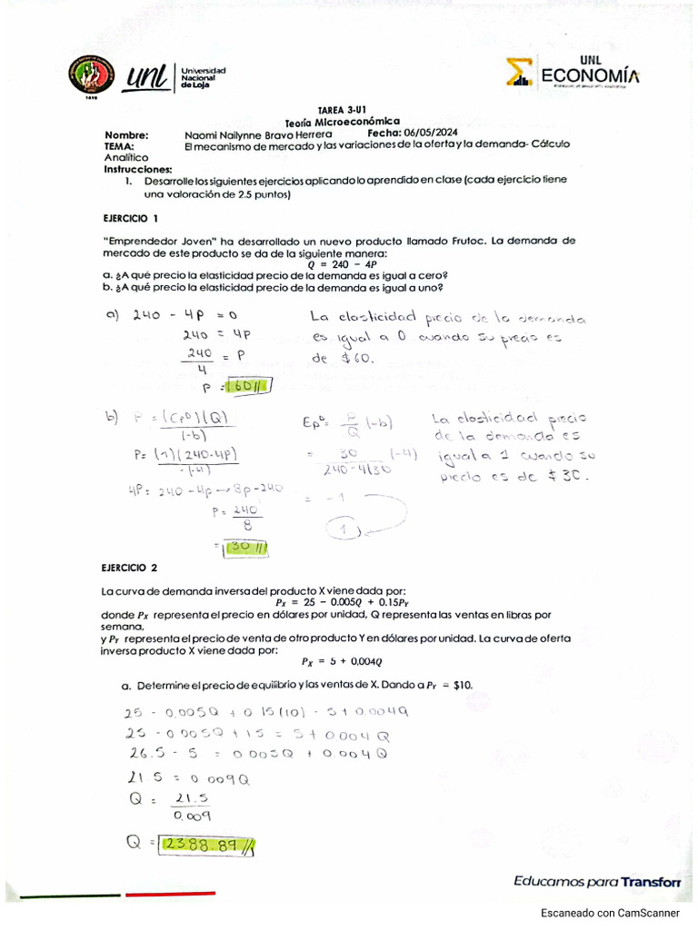 Tarea 3 - U1 Microeconomía | PDF