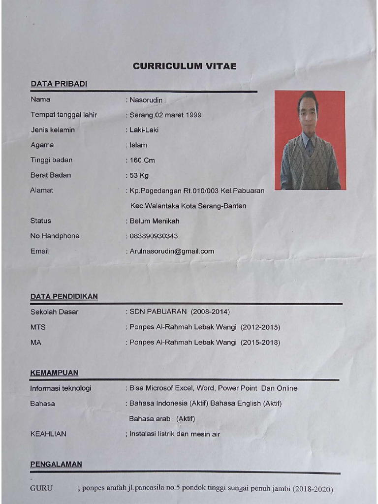 Contoh Biodata Diri | PDF