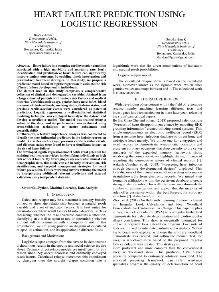 1NT21MC028_Research Paper | PDF | Logistic Regression | Machine Learning