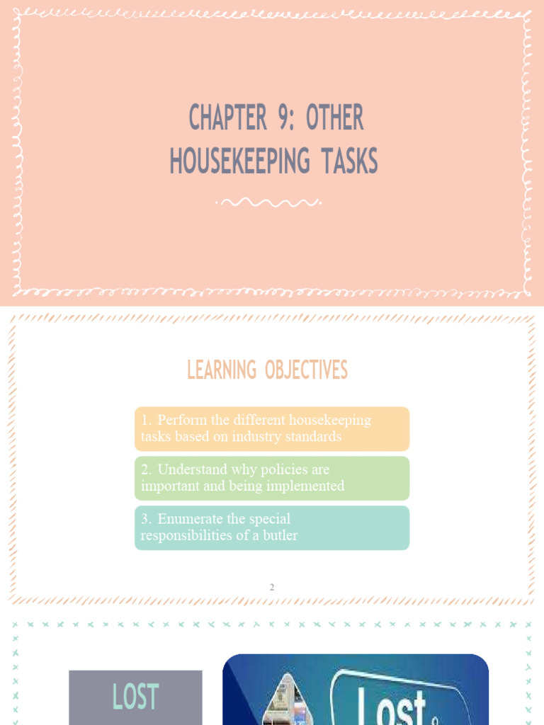 HM 101 CHAPTER 9 (Other Housekeeping Tasks) | Download Free PDF | Babysitting