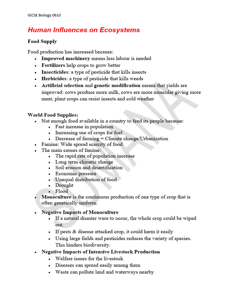 Human Influences On Ecosystems | PDF | Agriculture | Soil