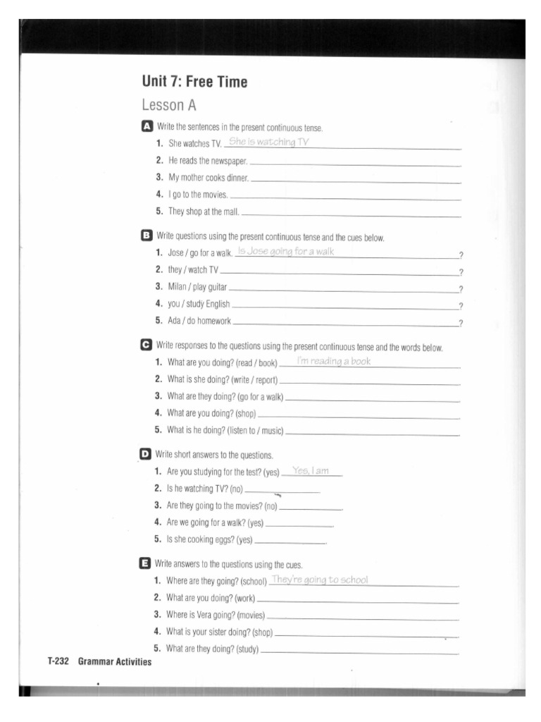 Units 1-2 Grammar Practice - Present Continuous | PDF