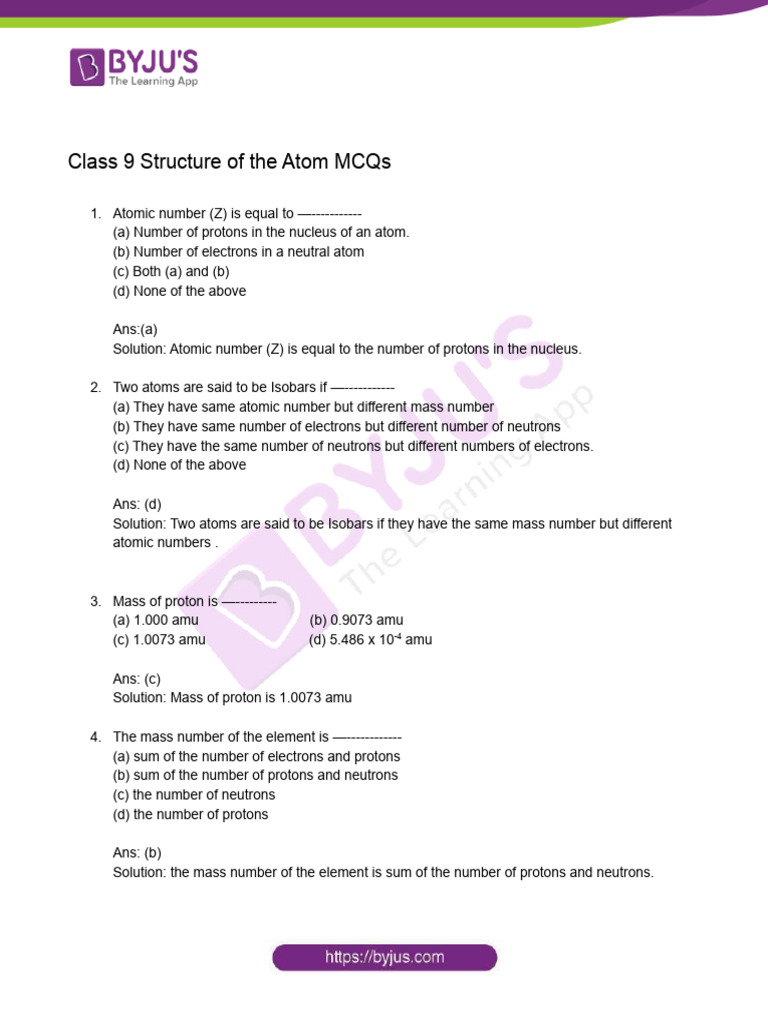 Chapter 4 Structure of The Atom | PDF | Atoms | Proton