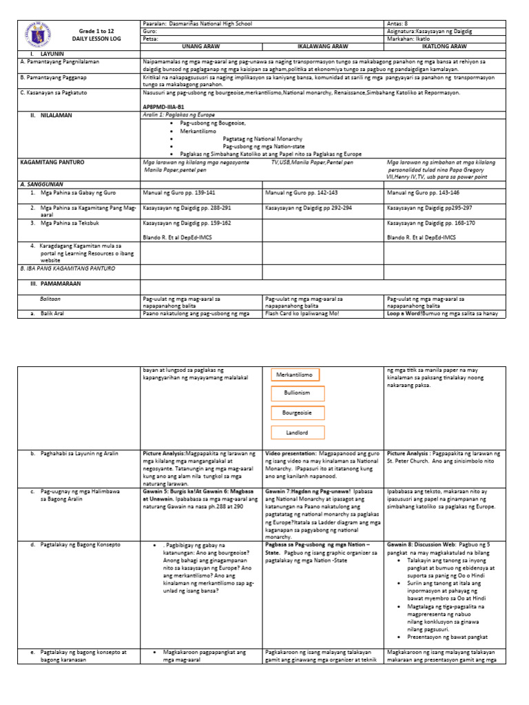 DLL Grade 8 3rd Grading A | PDF