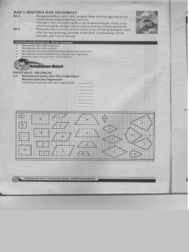 Kelas 7 Bab 5 Segitiga Dan Segiempat | PDF