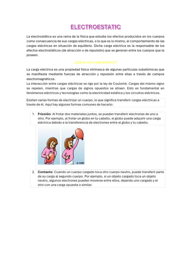 Fundamentos de la Electrostática y Cargas | PDF | Electrostática ...