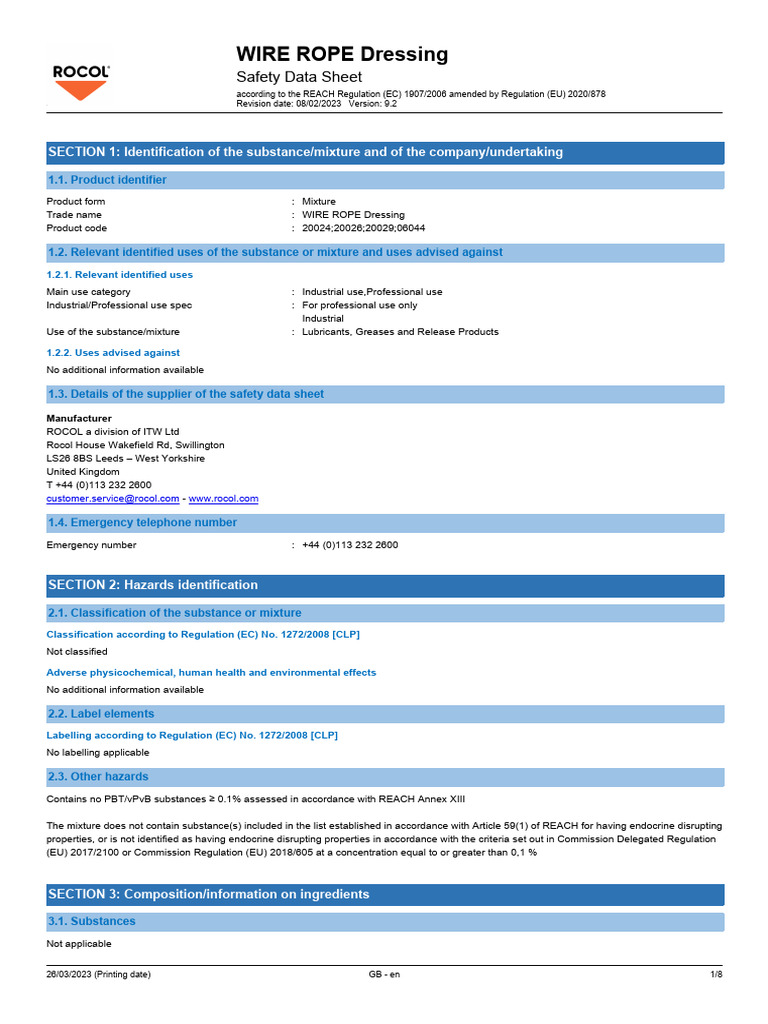WIRE ROPE Dressing - GB | PDF | Occupational Safety And Health | Chemistry