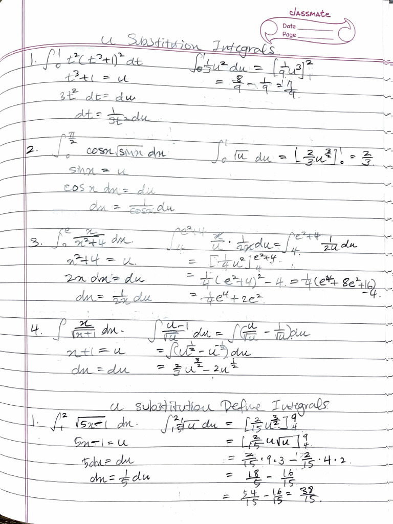 U Substitution Worksheet | PDF