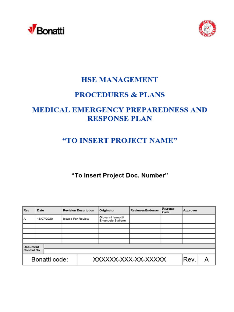 Medical Emergency Preparedness and Response Plan - 00 | PDF | First Aid ...