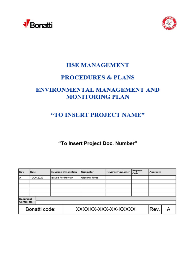 Environmental Management and Monitoring Plan | Download Free PDF ...