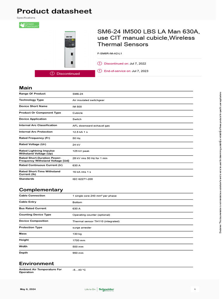 SM6-24 IM500 LBS LA Manual Overview | PDF | Electrical Engineering ...
