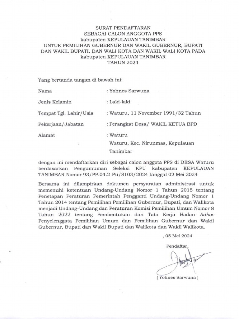 sURAT PENDAFTARAN | PDF