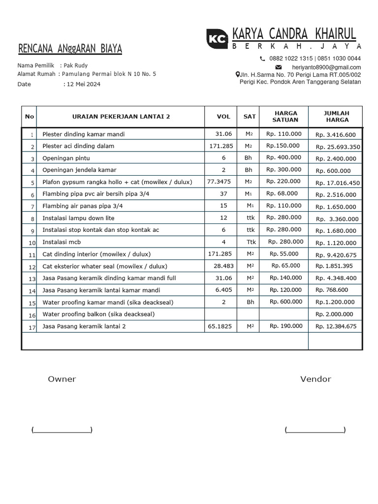 RAB Pak Rudy Lantai 2 New | PDF