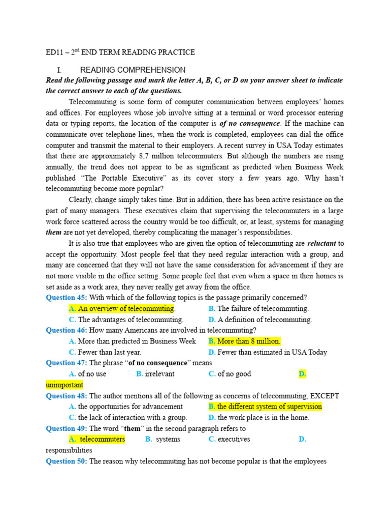 ED11 - READING PRACTICE - 2nd END TERM 23.24 | PDF | Internet Of Things | Infrastructure