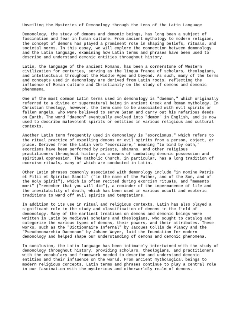 Latin's Role in Demonology Explained | PDF | Demons | Demonology