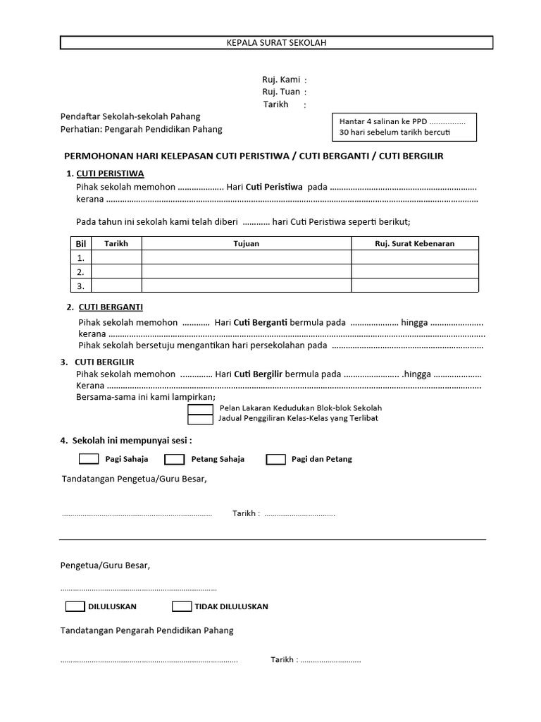 Borang Cuti Peristiwa 2023 | PDF