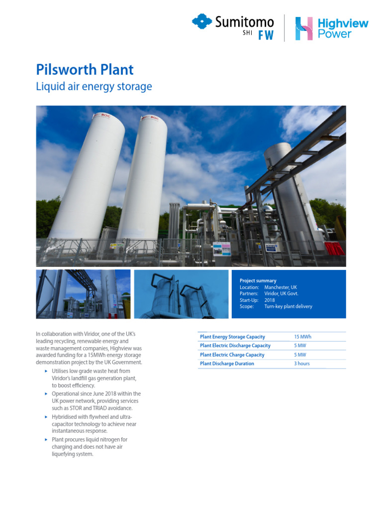 SHI Project Factsheet - LAES Pilsworth 5MWe 15MWh | Download Free PDF ...