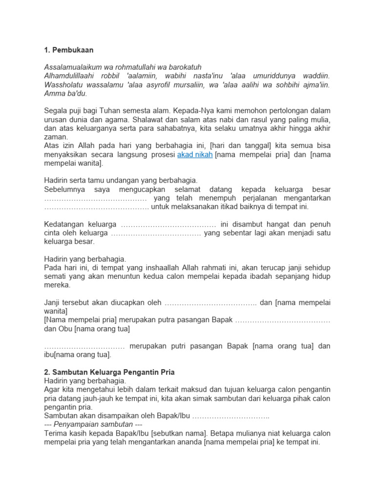 Teks MC Akad Nikah Sederhana | PDF