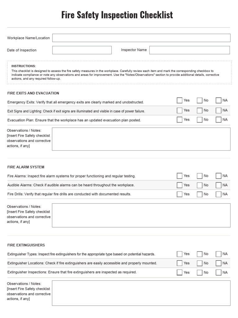Fire-Safety-Inspection-Checklist | PDF | Fire Safety | Firefighting