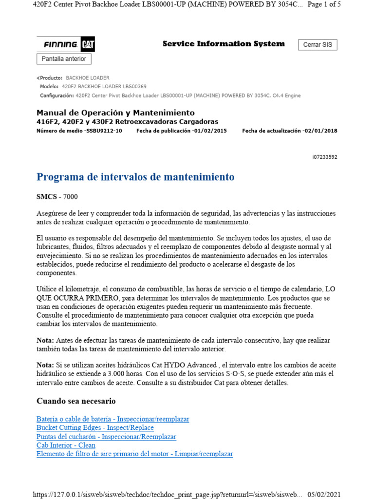 Programa de intervalos de mantenimiento 420F2 | PDF | Vehículos ...