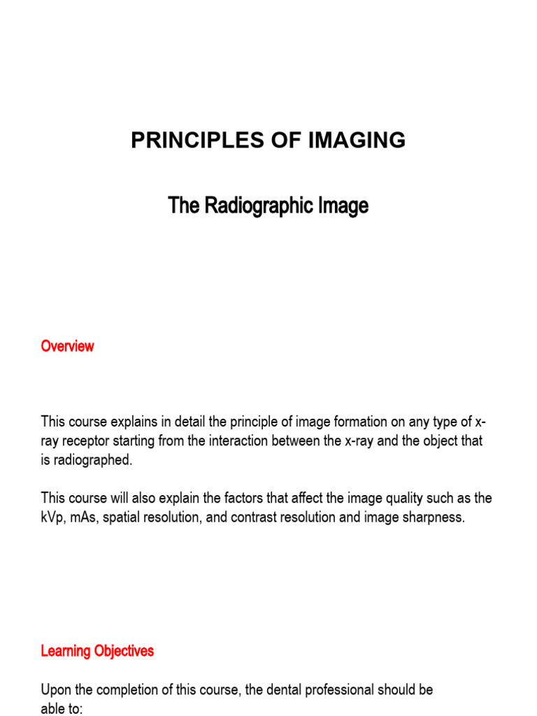 1 - Principles of Imaging | PDF | Image Resolution | Radiography