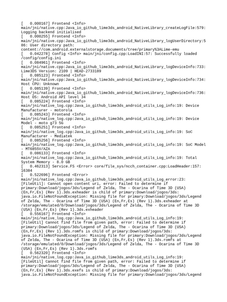 Citra LayeredFS Error Log Analysis | PDF | The Legend Of Zelda | Computing